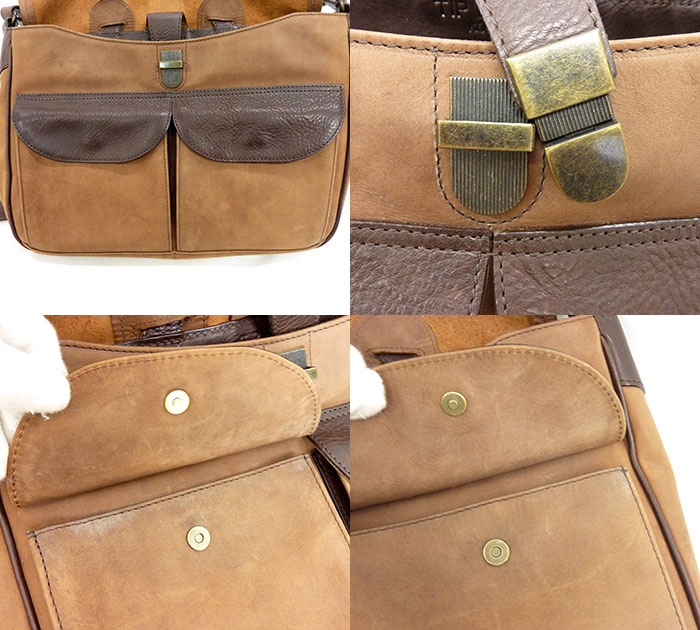 【楽天市場】【TIP ZONE KOBE】ティップゾーン 神戸 レーセルト ヌバックレザー イタリア製レザー ショルダーバッグ ブラウン 茶【中古】FF0392：リサイクルストア エコライフ