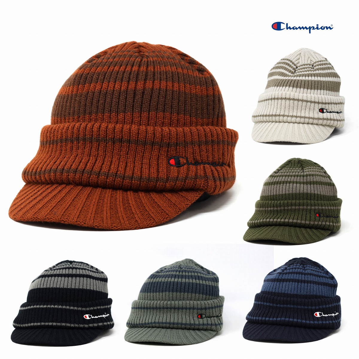 【楽天市場】Champion ニットキャスケット メンズ チャンピオン ニット帽子 つば付きニット帽 秋冬 レディース 防寒 フリーサイズ ユニセックス 全5色 ニットキャス ボーダー お洒落 ...