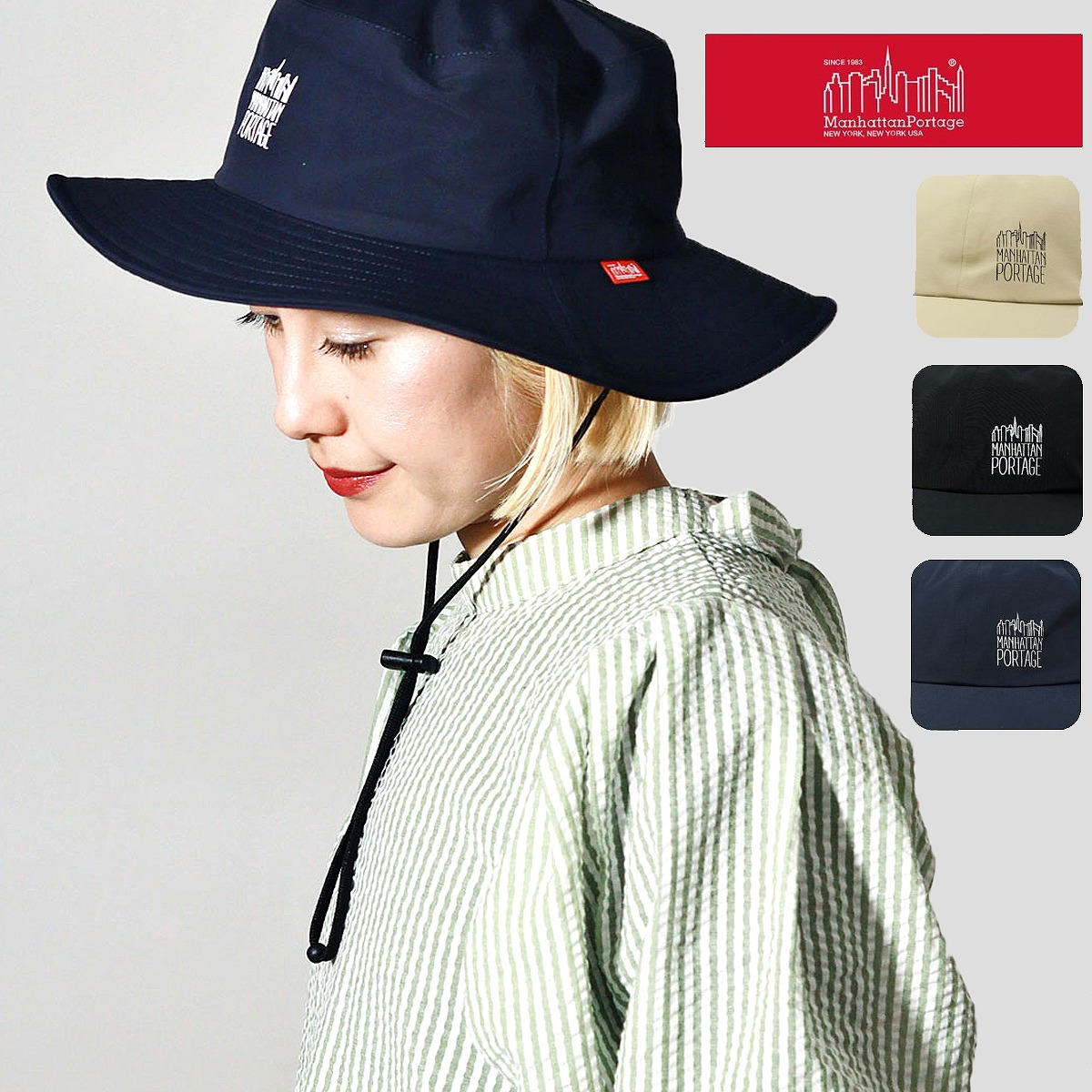 【楽天市場】\本日 全品10%OFFクーポン／ アウトドアハット WATERPROOF ハット 防水 透湿 顎紐付き 帽子 男女兼用 Manhattan Portage マンハッタンポーテージ ...