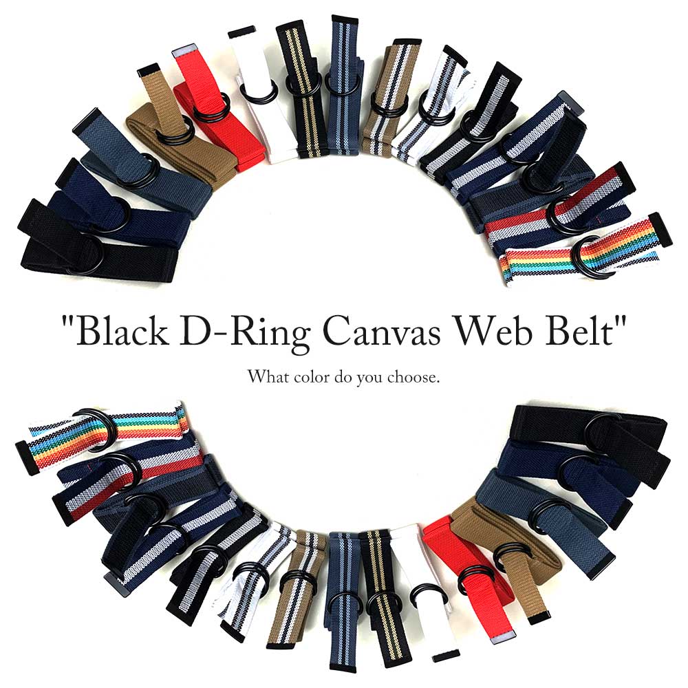 【楽天市場】【ネコポス対応】 ブラック ダブルリング キャンバス ウェブ ベルト Black D-Ring Canvas Web Belt ★ メンズ レディース ユニセックス バックル ...