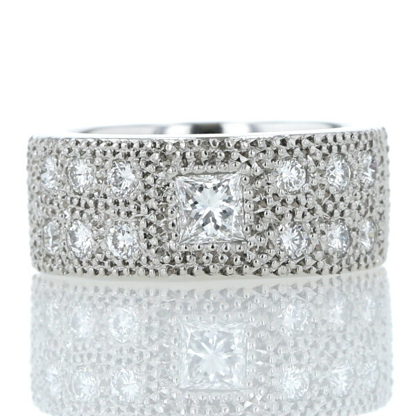 【楽天市場】Pt900 プラチナ リング ダイヤモンド0.441ct/0.60ct プリンセスカット ミル打ち 表面加工 幅広 指輪 16号【新品仕上済】【zz】【中古】【送料無料 ...