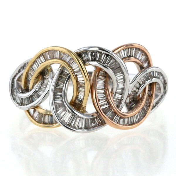 【楽天市場】GSTV K18YG WG PG スリーカラーゴールド リング ダイヤモンド 0.85ct チェーンモチーフ 16号 指輪【新品仕上済】【zz】【中古】【送料無料 ...