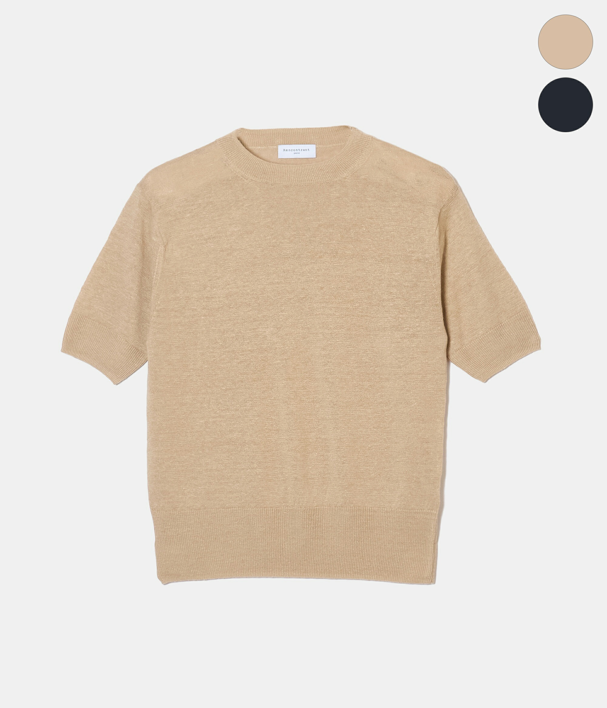 【楽天市場】【期間限定セール｜40%OFF】【RENCONTRANT｜レンコントラント】LINEN S/S CREW ニットトップス Tシャツ ...