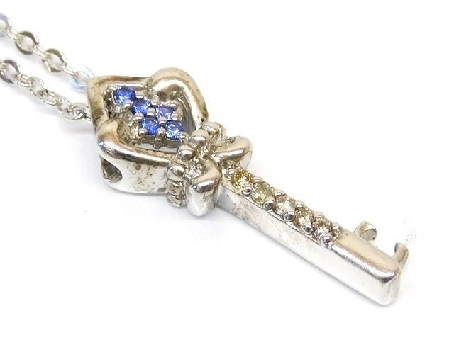【楽天市場】サファイヤ 0.056ct ダイヤ 0.05ct シルバー 925 ネックレス キー 鍵モチーフ レディース ノーブランド 6H：ブランドショップ フォーサイト