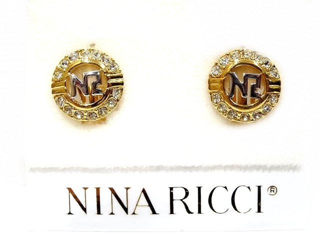 【楽天市場】3F ※送料無料※ 美品 ニナリッチ NINA RICCI イヤリング ゴールドカラー レディース クリアストーン コンビカラー ...