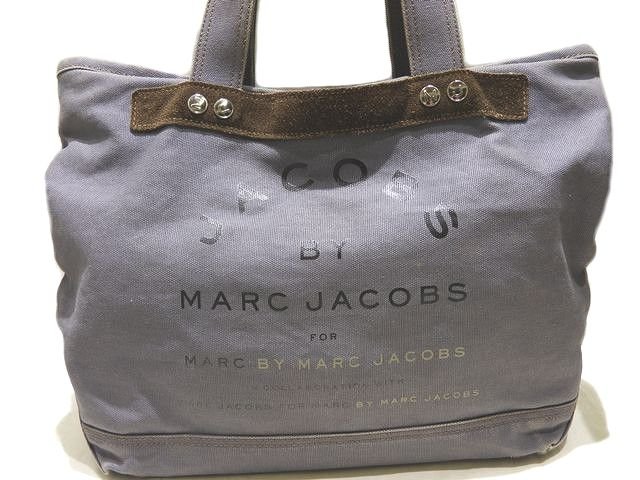 【楽天市場】MARC BY MARC JACOBS マークバイマークジェイコブス トートバッグ ☆ グレー系 キャンバス レザー ロゴ ...