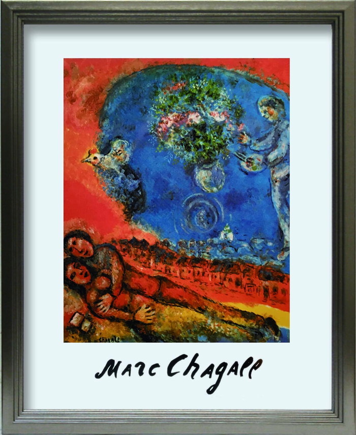 【楽天市場】マルク シャガール Marc Chagall Couple of lovers on a red backgroun S SV ...