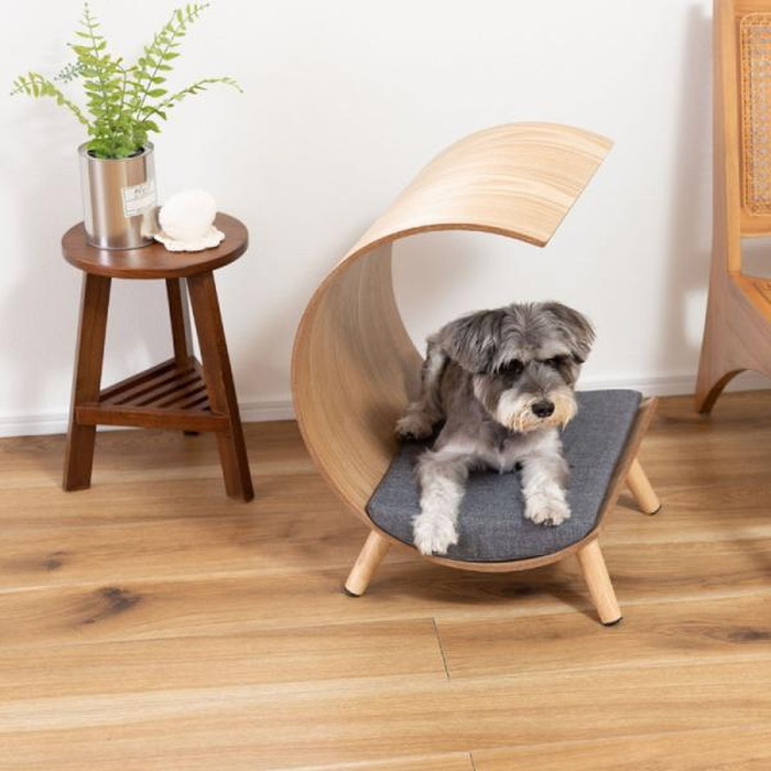 【楽天市場】ペットベッド ブラウン ナチュラル W41×D40×H53.5 ペットハウス ペットベット 犬 猫 ペット クッション付き 屋根 ...