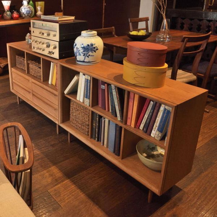 【楽天市場】オープンシェルフ ブラウン ナチュラル W100×D34×H72 店舗 カフェ ラウンジ ロビー ホテル 法人 azu-tim ...