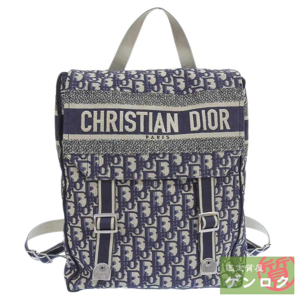 【楽天市場】【中古】Dior ディオール トロッタージャガード バックパック リュックサック リュック デイパック ネイビー系 キャンバス ...