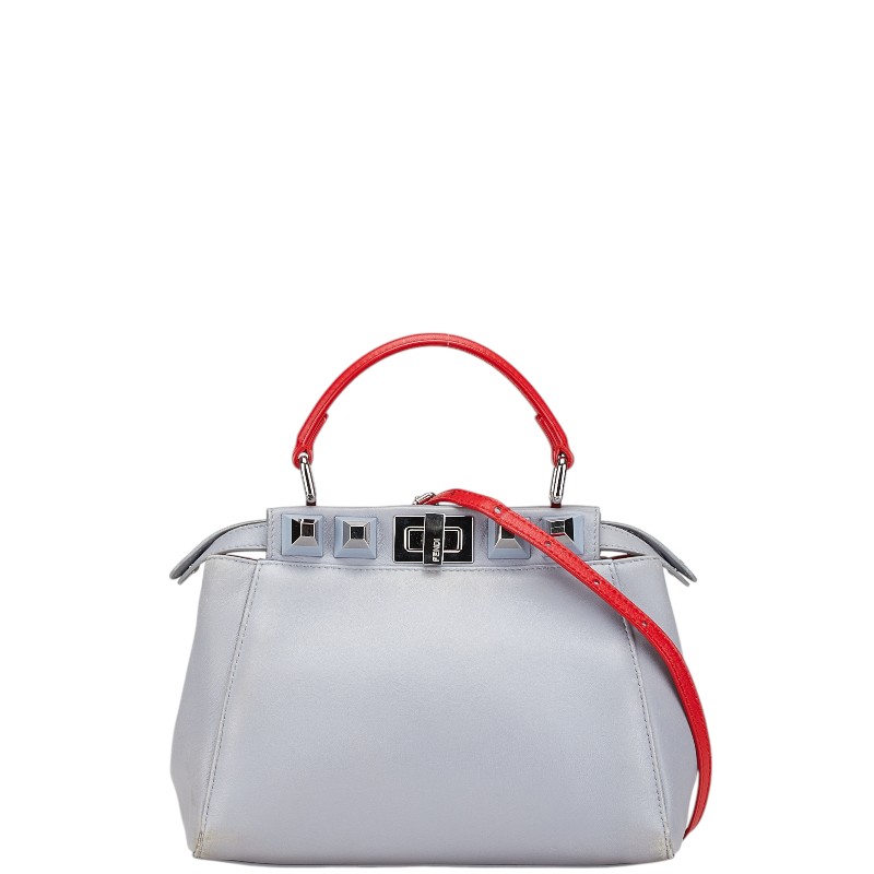 【楽天市場】フェンディ ミニ ピーカブー スタッズ ハンドバッグ ショルダーバッグ 2WAY 8BN244 ライトブルー レッド レザー レディース FENDI 【中古】：【銀座パリス】 楽天市場店
