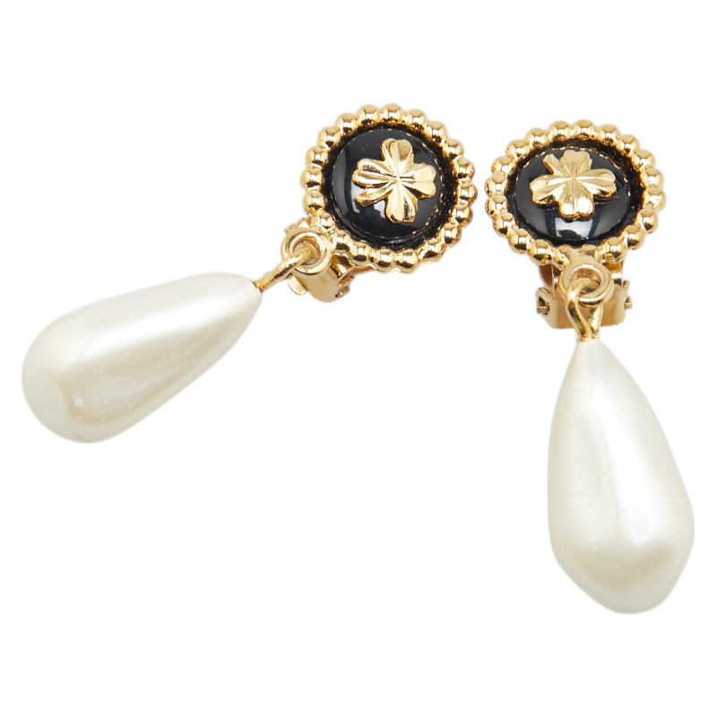 【楽天市場】シャネル ラウンド クローバー フェイクパール イヤリング ゴールド ブラック メッキ レディース CHANEL 【中古】：【銀座 ...