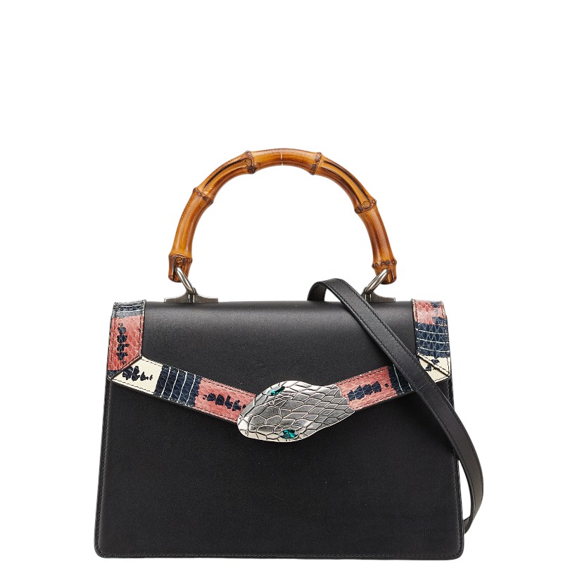 【楽天市場】グッチ バンブー リリス コーラルスネーク ハンドバッグ ショルダーバッグ 2WAY 453751 ブラック マルチカラー レザー ...