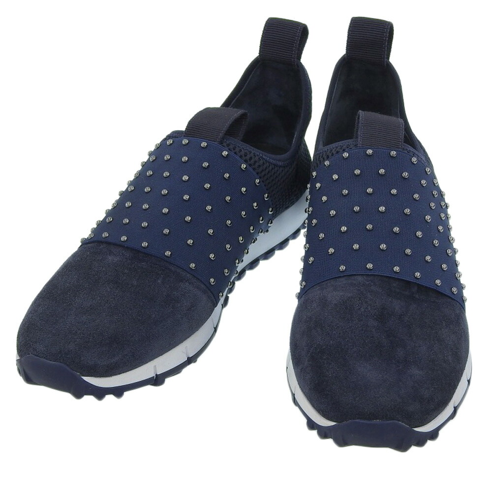 【楽天市場】新着【中古】超美品 ジミーチュウ 現行ロゴ スエード レザー ドット & スター メッシュ スニーカー シューズ 42 26.5 ...