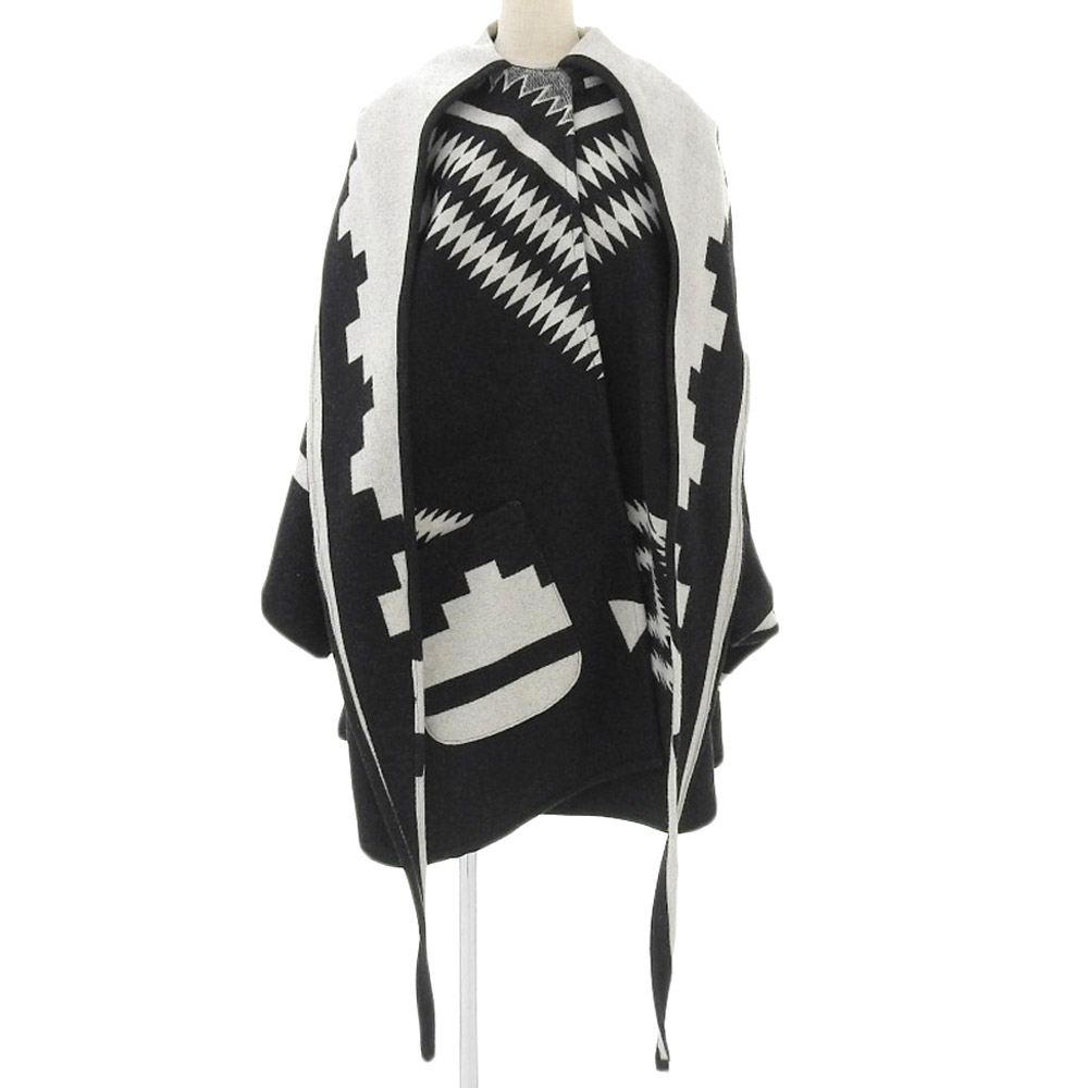 【楽天市場】【中古】 超美品 マルベリー MULBERRY 現行タグ オルテガ ネイティブ ウール100% ポンチョ コート ケープ 黒 ...