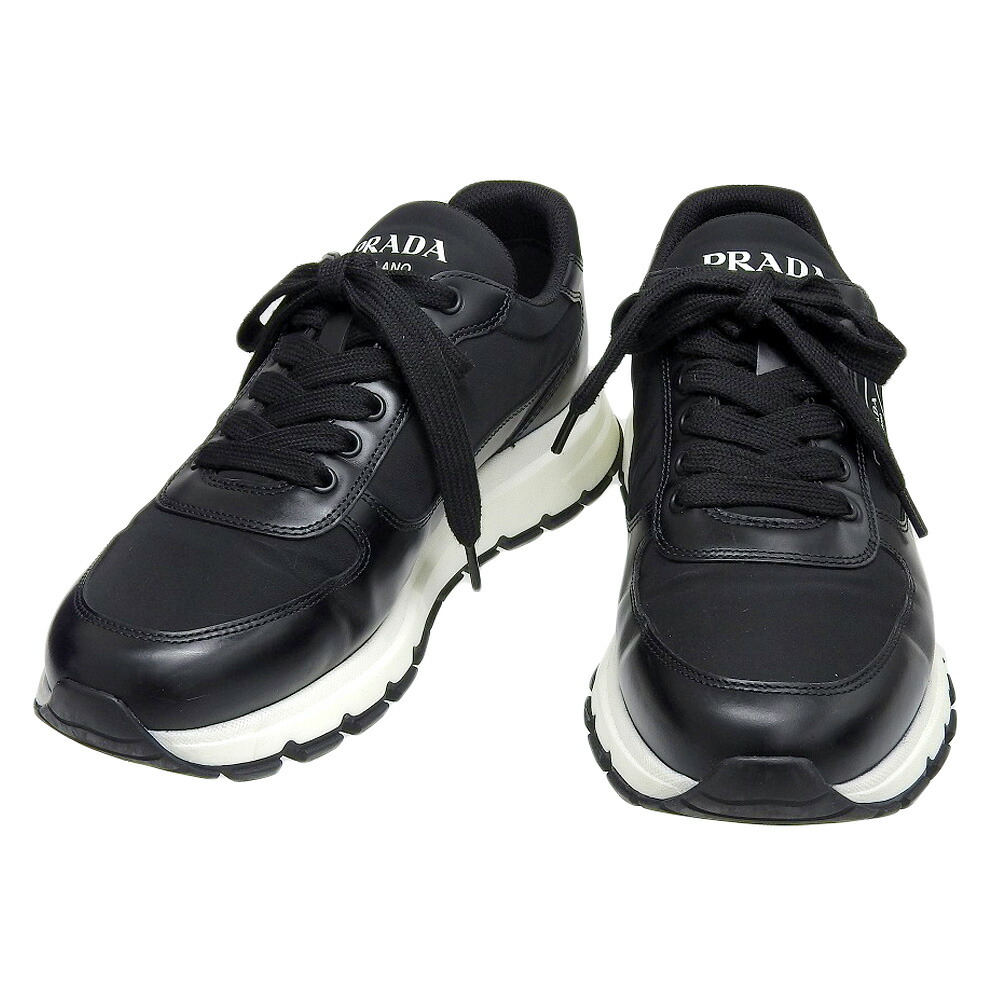 【楽天市場】新着【中古】 箱付超美品 プラダ PRADA 現行タグ 2EG 406 トライアングルロゴ レザー スポーツ ナイロン スニーカー ...