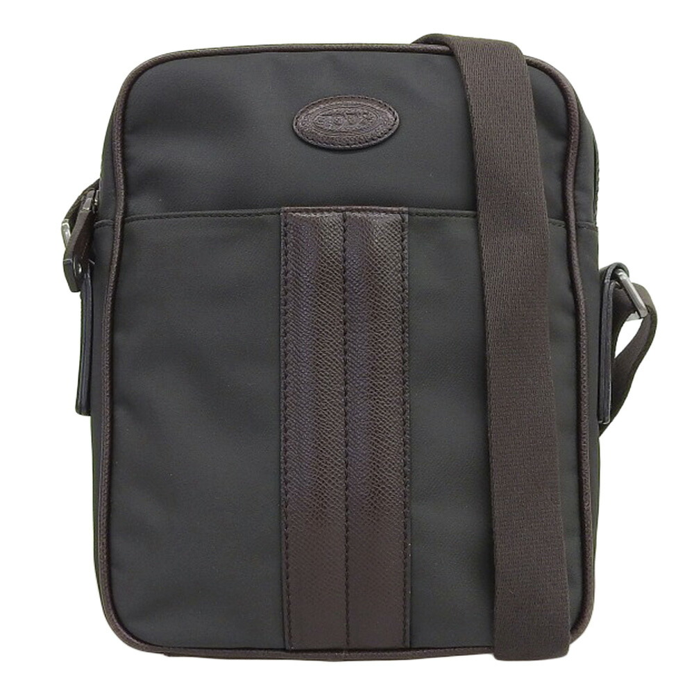 【楽天市場】新着【中古】美品 トッズ TOD's 2017年商品 レザー ナイロン キャンバス ショルダー バック カーキ ブラウン メンズ ...