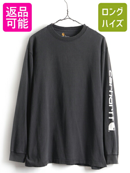 【楽天市場】人気 黒 カーハート 袖 プリント クルーネック コットン 長袖 Tシャツ ( メンズ 男性 L ) 古着 ロンT 長袖Tシャツ ...