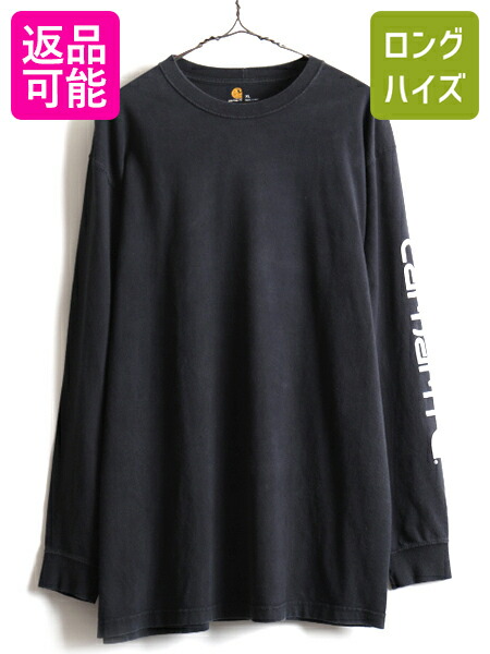 【楽天市場】大きいサイズ XL 人気 黒 カーハート 袖 プリント クルーネック コットン 長袖 Tシャツ ( メンズ ) 古着 ...