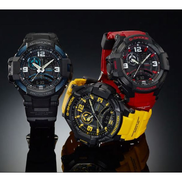 【楽天市場】CASIO G-SHOCK ジーショック メンズ 腕時計 GA-1000-4B レッド ブラック SKYCOCKPIT スカイ ...