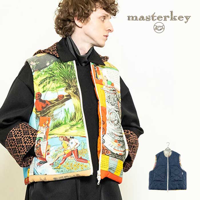 【楽天市場】【最大P19倍!!10日は5と0のつく日!!】マスターキー ベスト MASTERKEY [ MK24A-V-01 ] AGE VEST NAVY リバーシブル 中綿ベスト ...