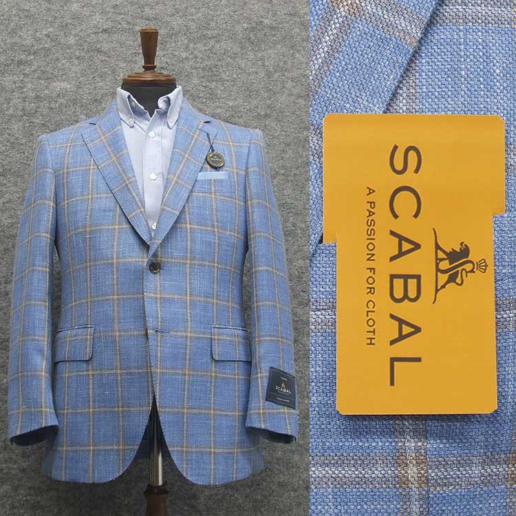 【楽天市場】春夏物ジャケット [SCABAL] スキャバル オーダー生地使用 ベーシック2釦 ブルー系格子 [AB体][BB体] メンズ ...