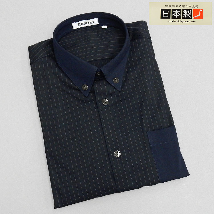 楽天市場】アダルトカジュアルシャツ [ROLLEI] 日本製 長袖 黒地×茶