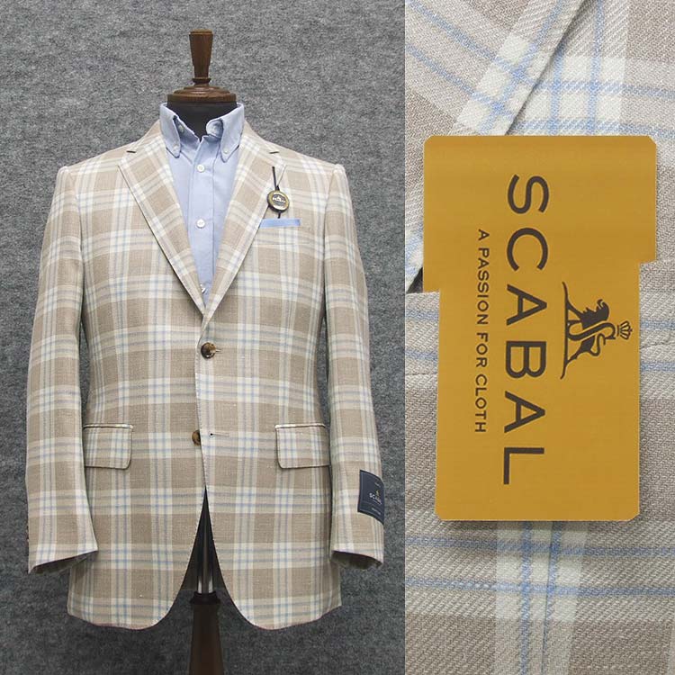 【楽天市場】春夏物ジャケット [SCABAL] スキャバル オーダー生地使用 ベーシック2釦 茶系/格子 [A体][AB体] SCB-J58 ...