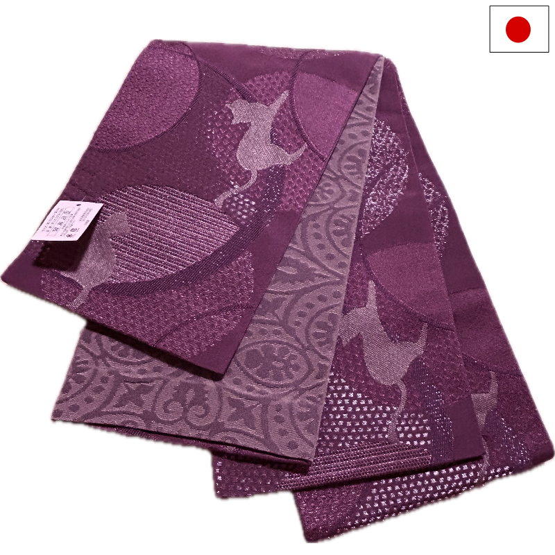 【楽天市場】半幅帯（猫柄：パープル系）日本製 ロング 長尺 リバーシブル 細帯 浴衣 着物 小紋 レディース 女性 和装 和服【メール便OK ...