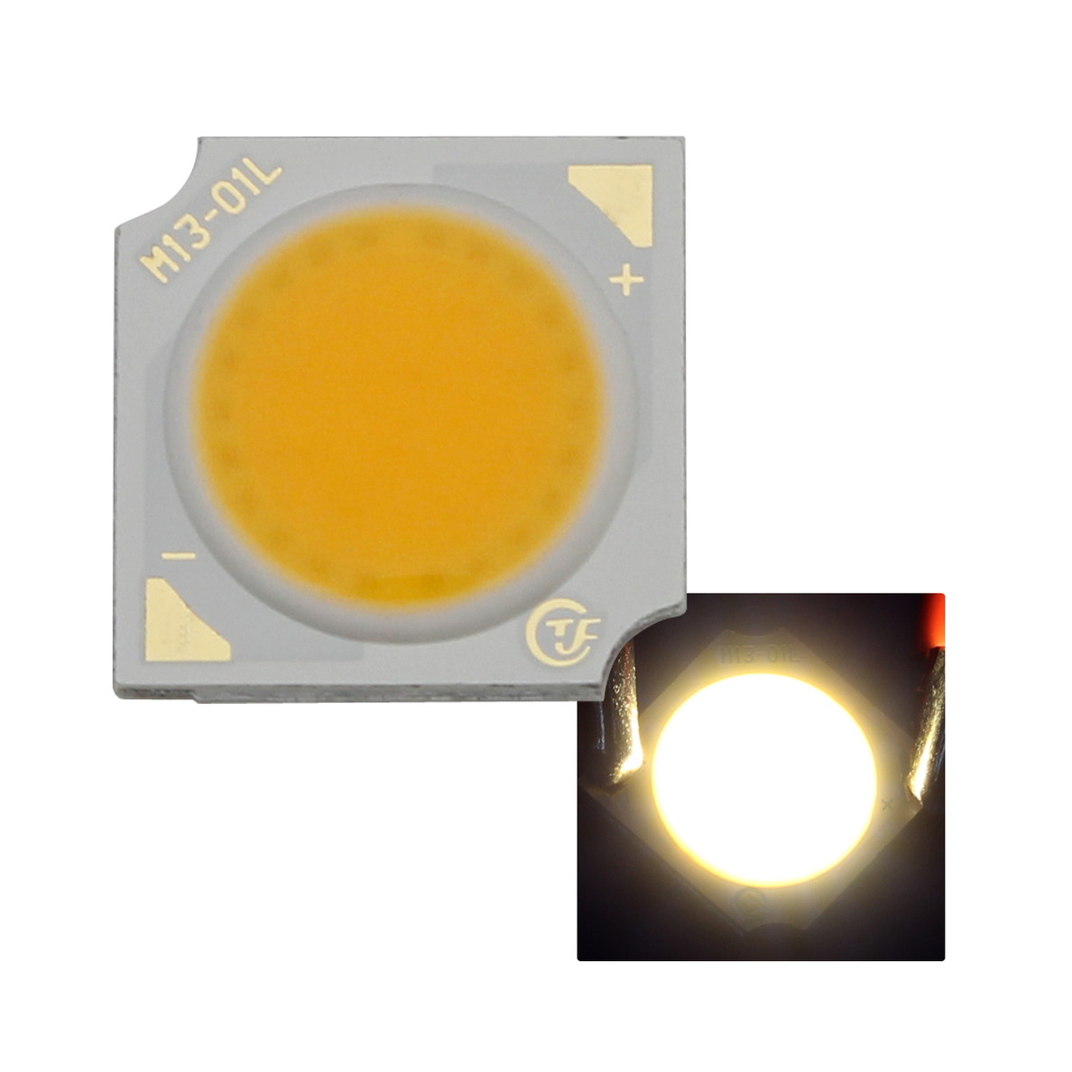 【楽天市場】COB 1313 5W LEDモジュール 電球色 15-17V 320mA 3000-3200K 110-120lm 80Ra ...