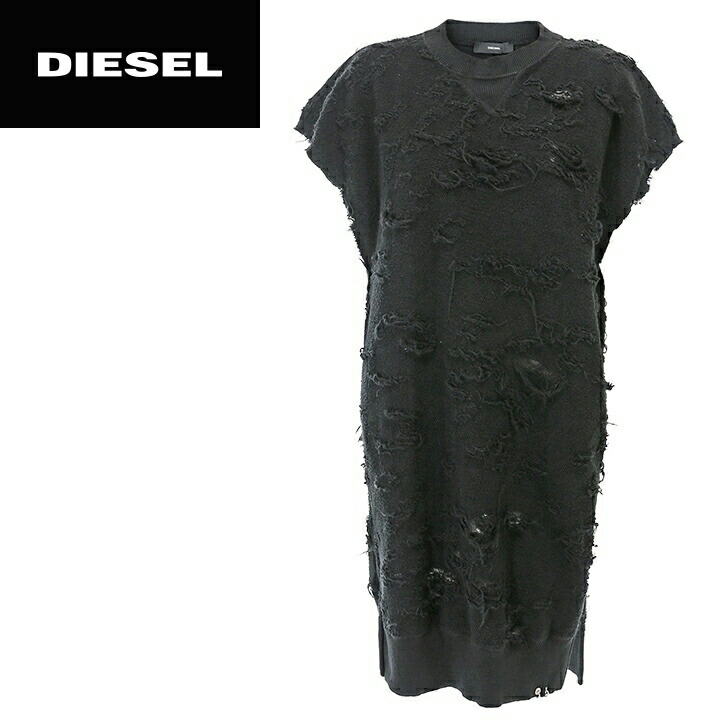 【楽天市場】★diesel ディーゼル レディース★クラッシュダメージ加工 スウェット 膝丈 ノースリーブワンピース【d Nifer】【サイズ