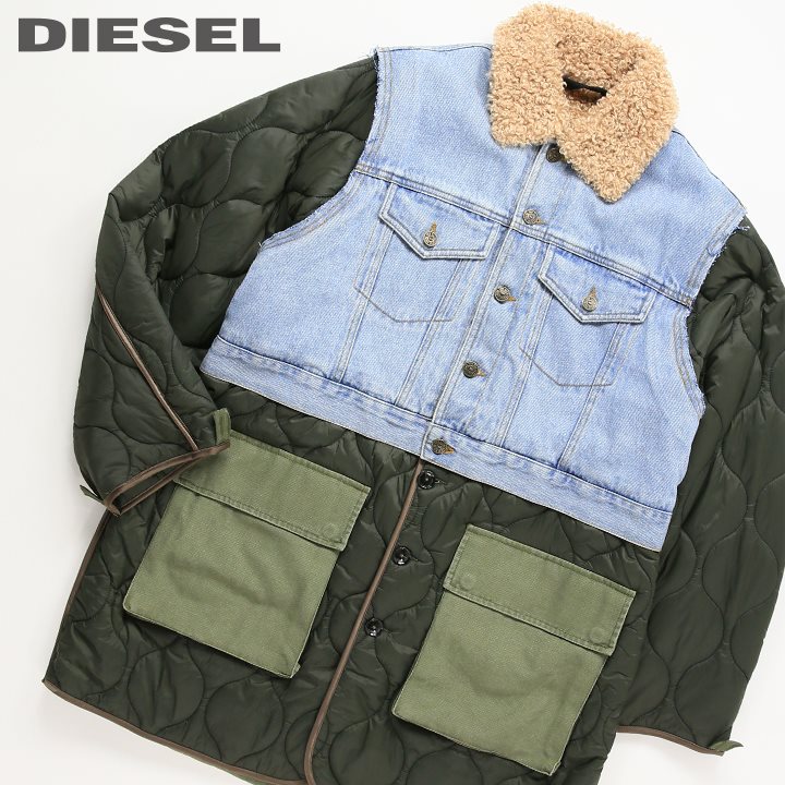 【楽天市場】★DIESEL ディーゼル レディース★異素材切替 ボア デニム キルティング中綿コート【W-SHAYL】【サイズXXS～S ...