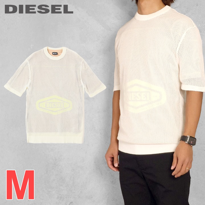 【楽天市場】 Diesel ディーゼル メンズ メッシュニットレイヤード クルーネック 半袖tシャツ カットソー【k Rapids】【サイズm】【オフホワイト×ベージュ】die M T F4
