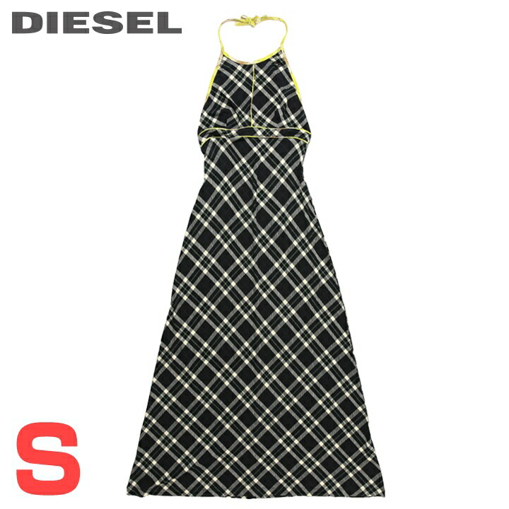 【楽天市場】★diesel ディーゼル レディース★チェック柄 ホルターネック マキシワンピース【d Maxim C2】【サイズs】【ブラック
