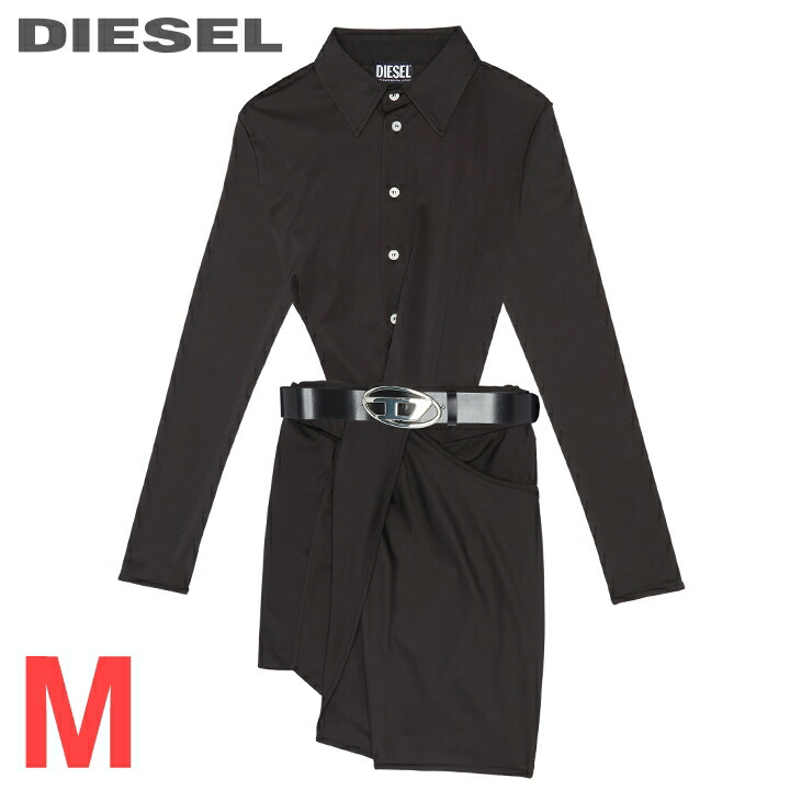 【楽天市場】★diesel ディーゼル レディース★レザーベルト付き スリムフィット ドレスシャツミニワンピース【d Elm】【サイズm