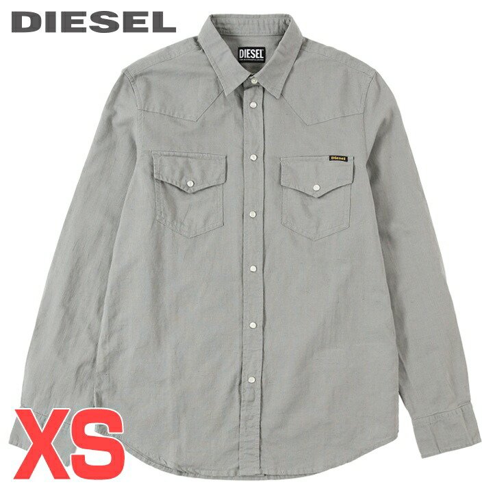 【楽天市場】 Diesel ディーゼル メンズ 麻混 フロントスナップボタン 長袖シャツ【s East Long Hs】【サイズxs】【グレー