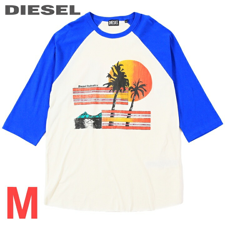 【楽天市場】 Diesel ディーゼル メンズ クラック加工プリント 裾カットオフ 五分袖 七分袖tシャツ カットソー【t Bicolor