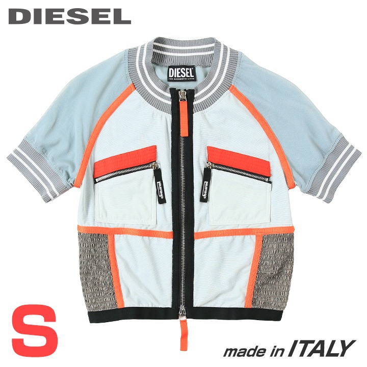 【楽天市場】★diesel ディーゼル レディース★スリムフィット ストレッチ 透け感 切替 半袖ジップアップtシャツ カットソー【t