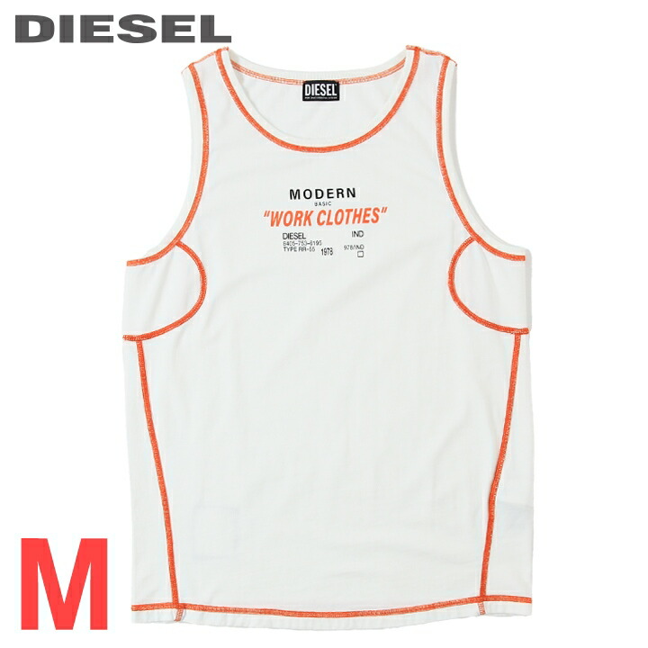 【楽天市場】 Diesel ディーゼル メンズ コントラストステッチアクセント ストレッチ コットン ノースリーブカットソー タンクトップ【t Ollergo】【サイズm】【ホワイト】die