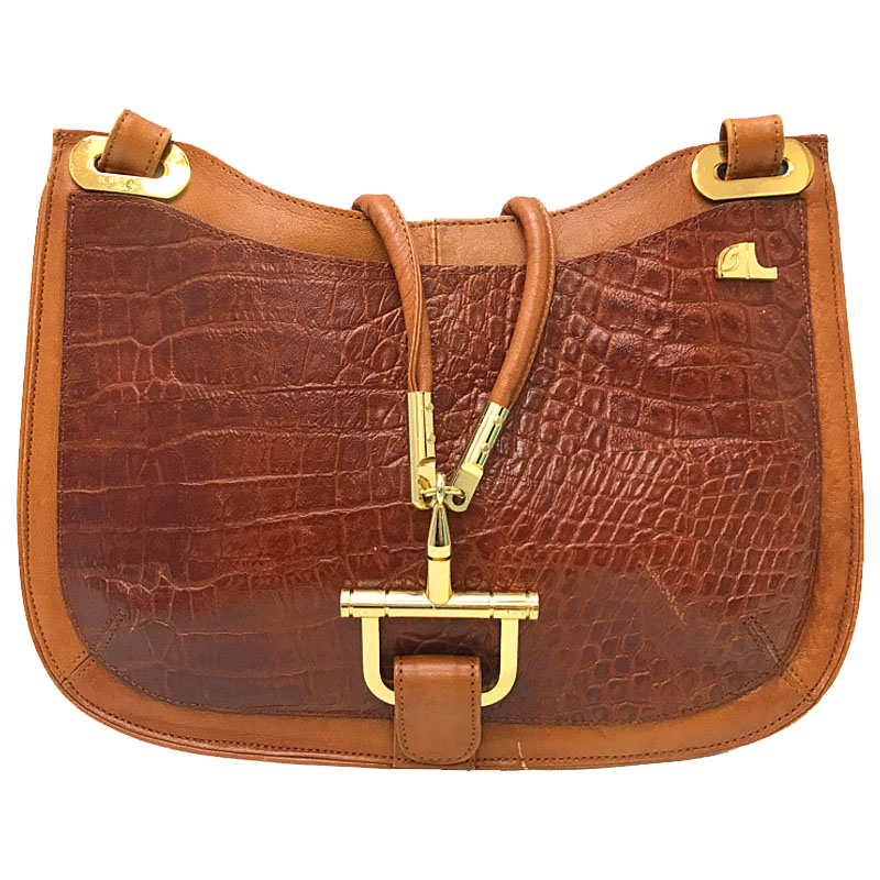 【楽天市場】【中古】 annalou アナロー ショルダー バッグ セミショルダー 肩掛けバッグ 型押し レザー 本革 ブラウン ゴールド金具 ...