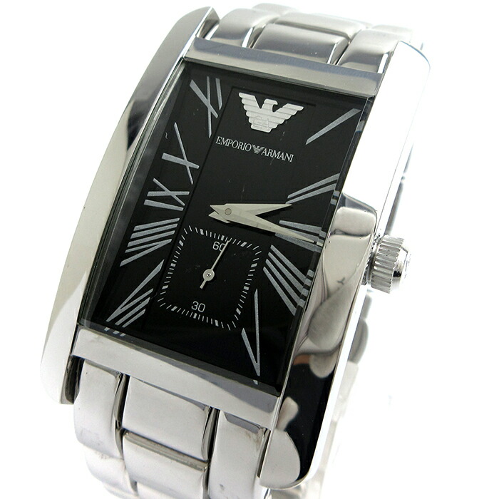【楽天市場】【中古】エンポリオアルマーニ レクタンギュラー メンズ 黒文字盤 AR0156 EMPORIO ARMANI 箱 保証書 クォーツ ...