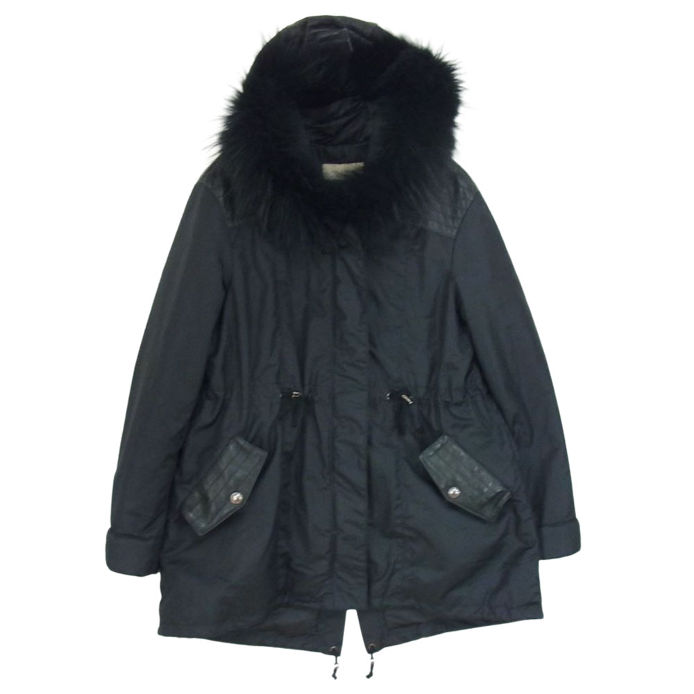 【楽天市場】コート by アンナ プッチ Rucon by ANNA PUCCI イタリア製 ラムナッパ レザー切替 ラクーンファーフード ...