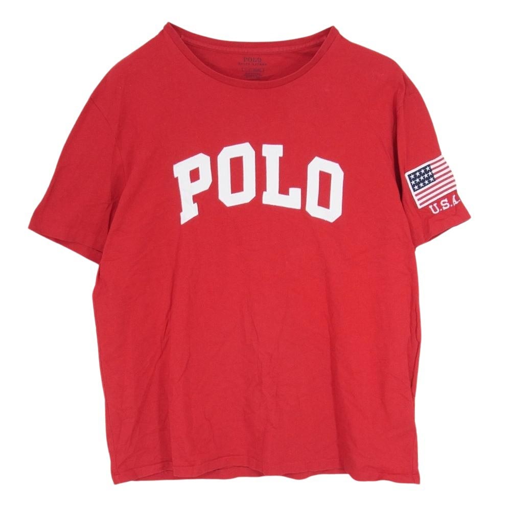 【楽天市場】POLO RALPH LAUREN ポロ・ラルフローレン ワッペン POLO ロゴ 半袖 TEE Tシャツ レッド系 L メンズ ...