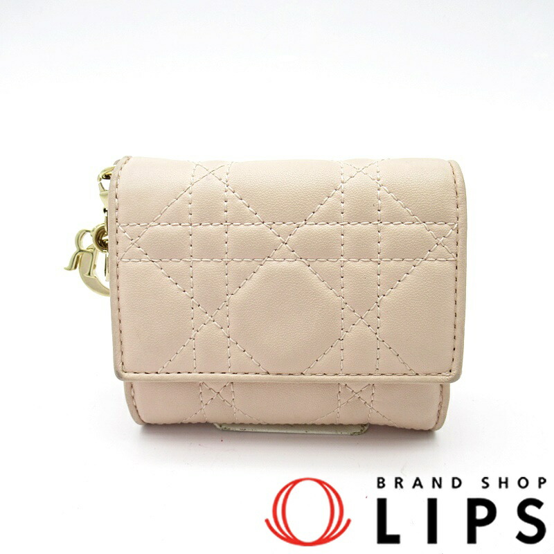 【楽天市場】ディオール Lady Dior ロータスウォレット S0181ONMJ_M973 ラムスキン レディース パウダーピンク【中古 ...