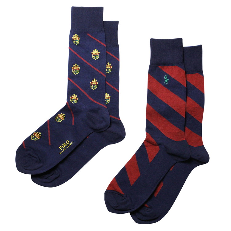 【楽天市場】【ネコポス可:1点まで】ポロラルフローレン：CREST SLACK ソックス 2PK (ネイビー)[ソックス/ 男性下着/ メンズ ...