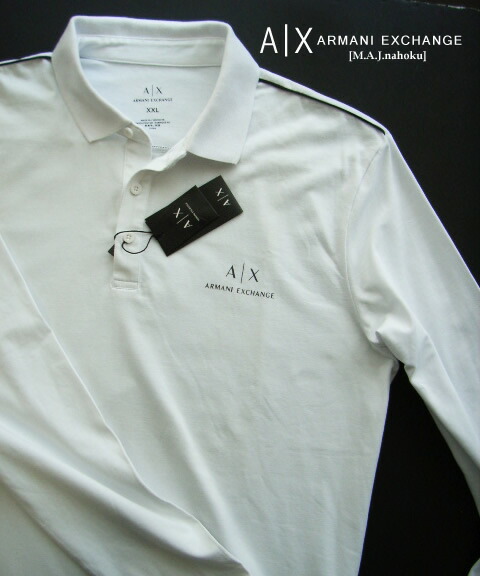 【楽天市場】9583訳有･新品★アルマーニエクスチェンジ ARMANI EXCHANGE★長袖ポロカットソー2613★白★XXL★MENS ...
