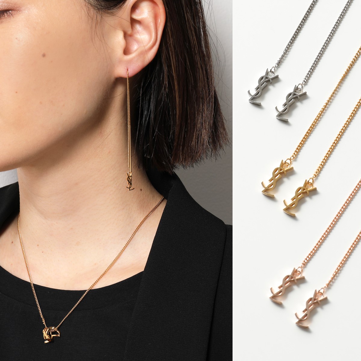 【楽天市場】SAINT LAURENT サンローランパリ 635450 Y1500 カラー3色 YSLロングスレッダー ピアス オピウム ...