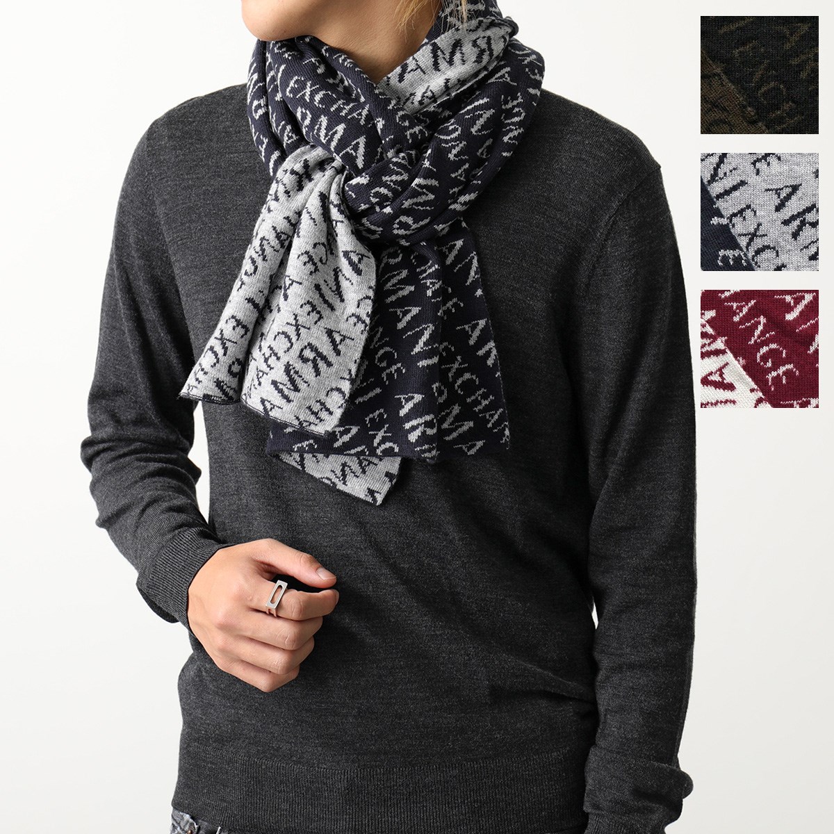 【楽天市場】ARMANI EXCHANGE A/X アルマーニ エクスチェンジ マフラー 954650 CC310 メンズ ロゴ 総柄 175 ...