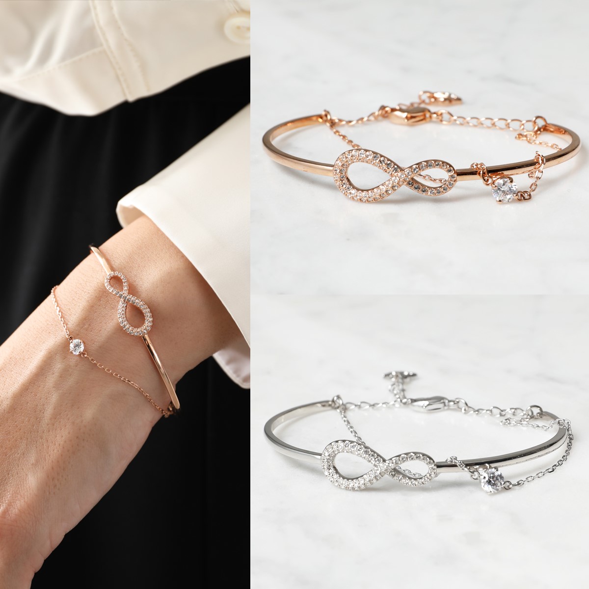 【楽天市場】SWAROVSKI スワロフスキー バングル Swarovski Infinity 5518871 5520584 レディース ...