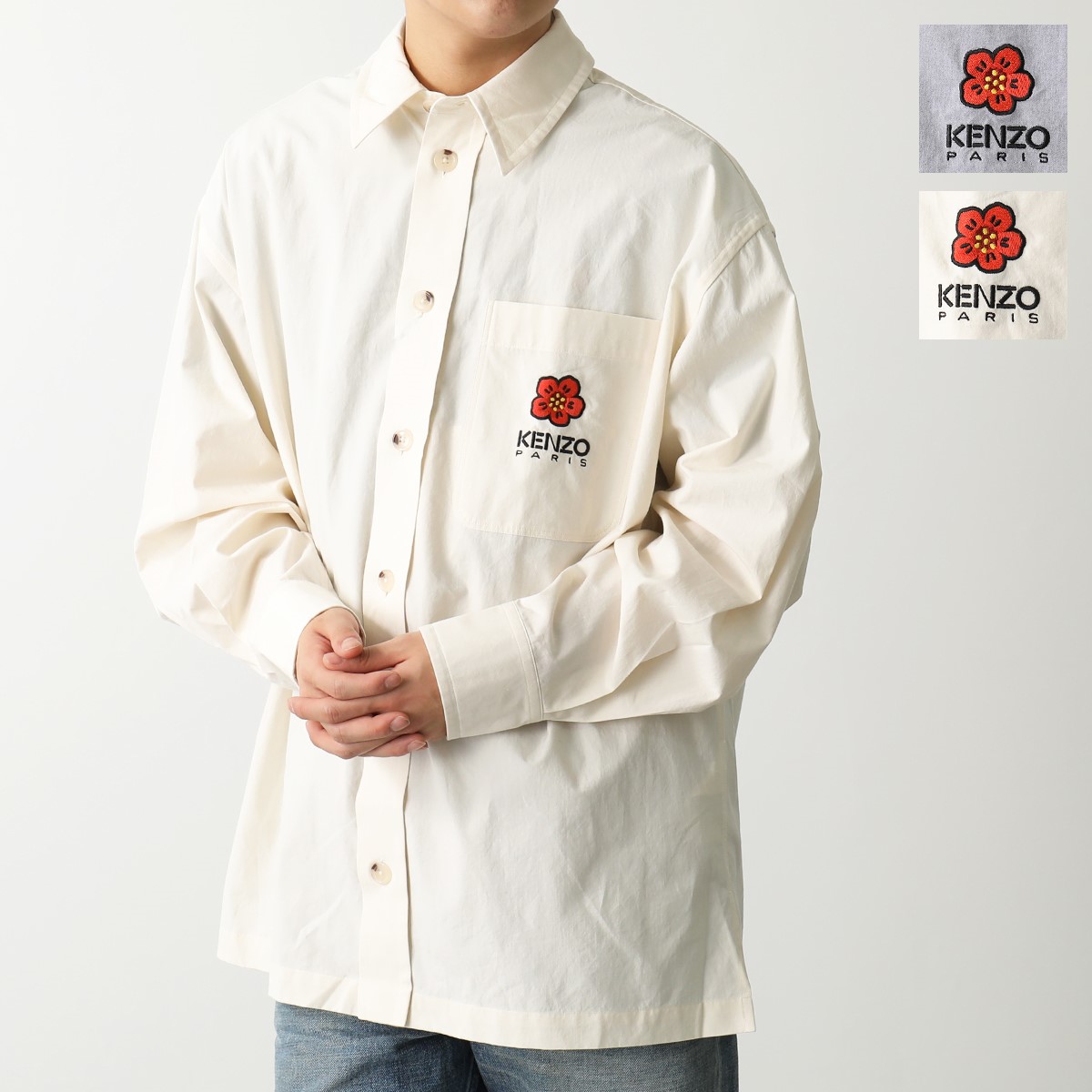 【楽天市場】KENZO ケンゾー カジュアルシャツ BOKE FLOWER CREST OVERSIZED SH FD55CH507 9LM メンズ コットン 長袖 フラワー ロゴ 刺繍 ...